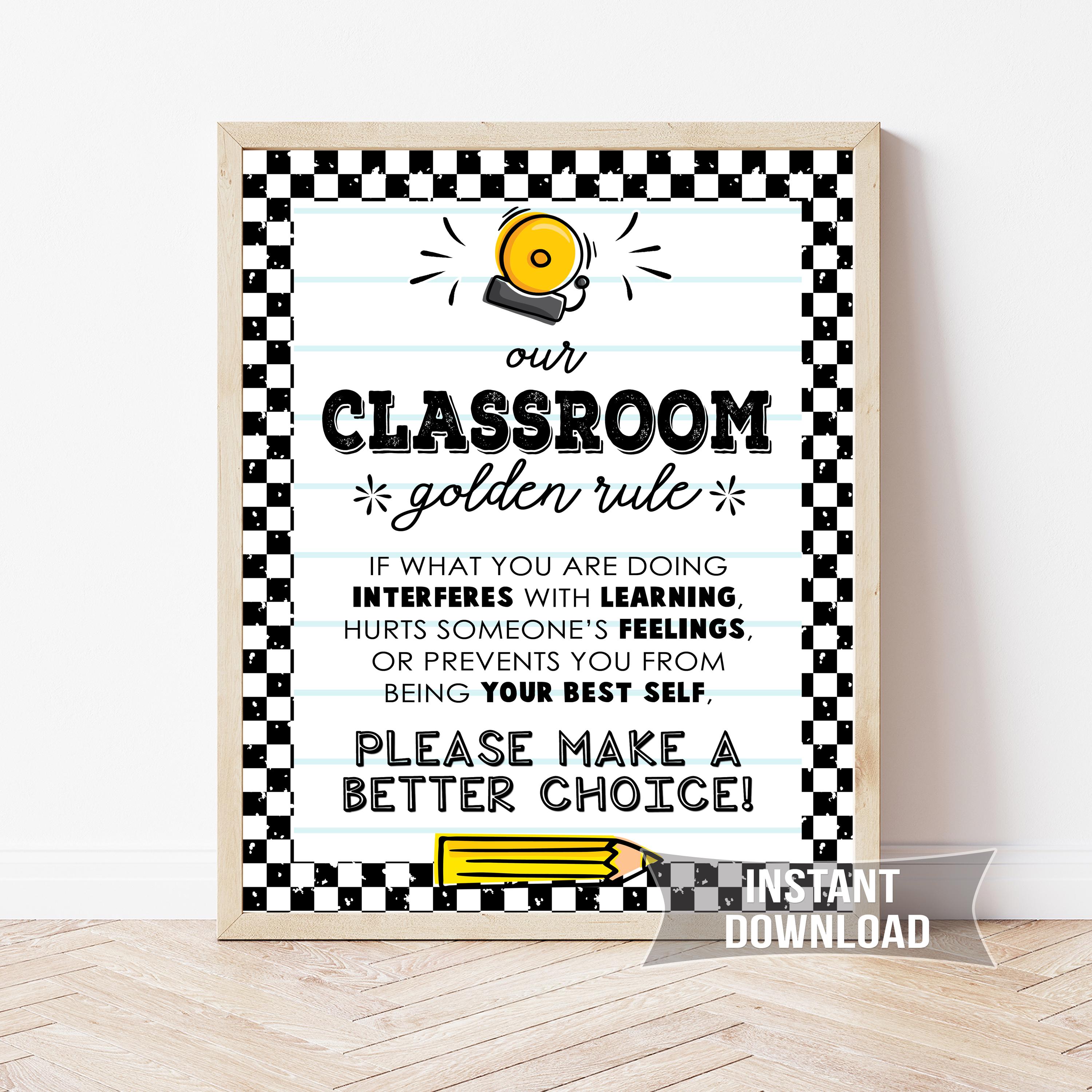 Classroom Golden Rules Sign | Teacher Wall Art | Our Class Decor ...