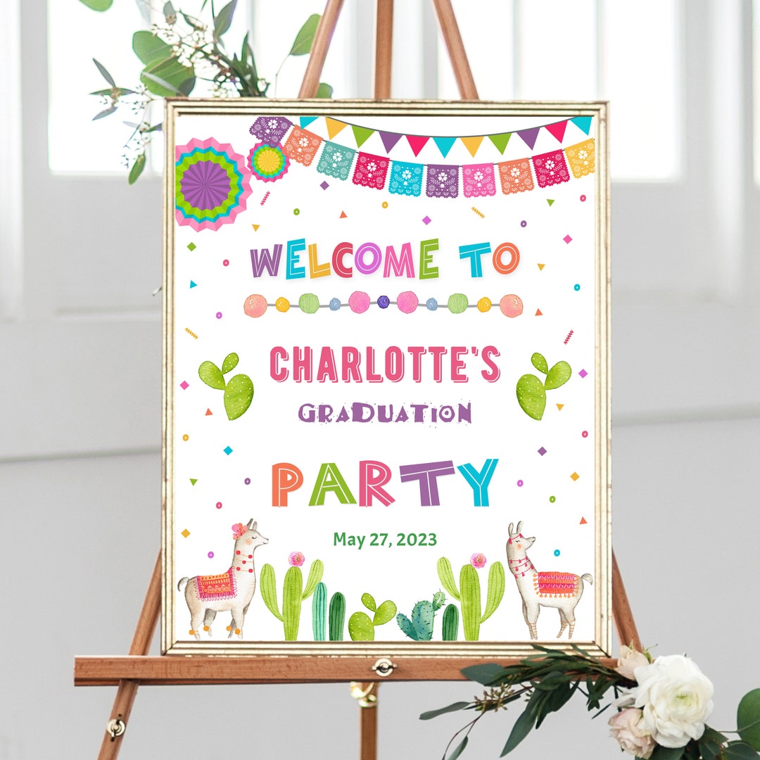 Graduation Fiesta Welcome Sign, EDITABLE Graduation Welcome Sign ...