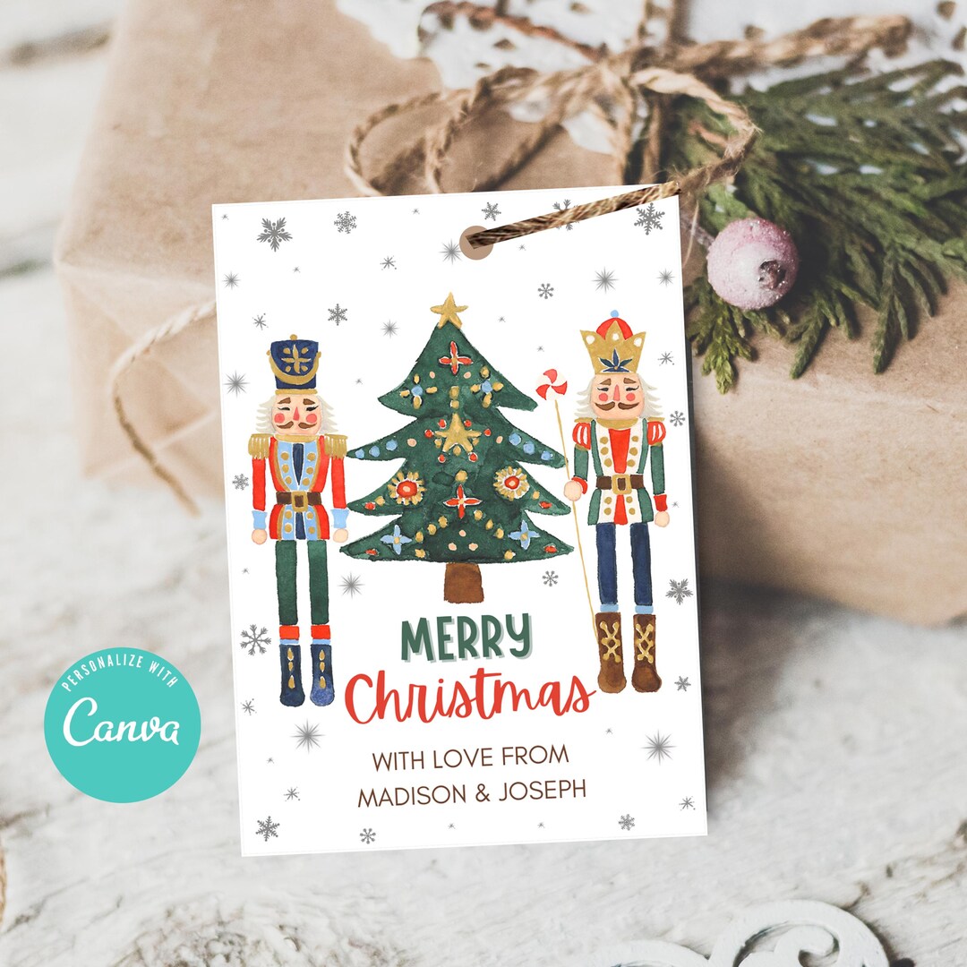 Editable Christmas Favor Tags, Nutcracker Gift Labels, Holiday Party ...