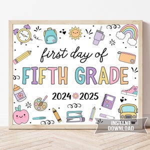 1st Day of 5th Grade Sign, First Day of School Sign, First Day of Fifth ...