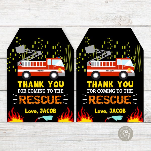 Firefighter Thank You Stickers - Etsy