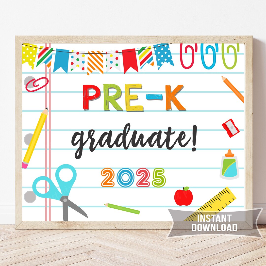 Pre-k Graduation Sign Printable, Last Day of Pre K Chalkboard, Graduate ...