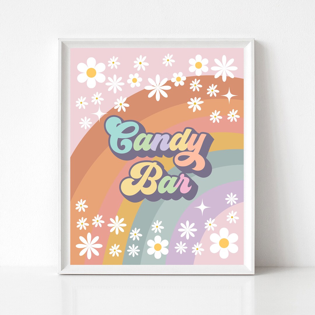Candy Bar Sign Groovy Printable Birthday Sign Retro Baby Shower Candy ...