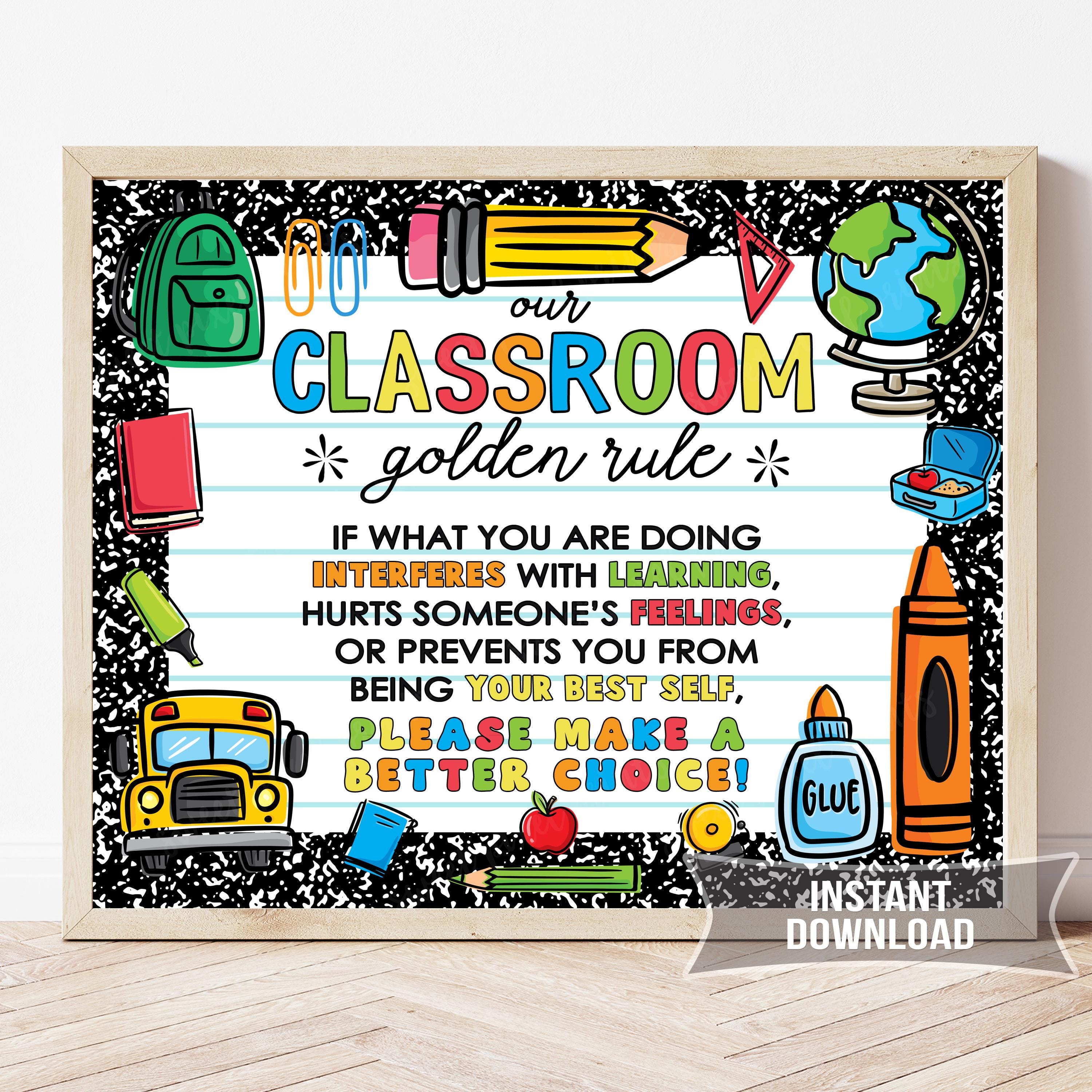 Classroom Golden Rules Sign | Teacher Wall Art | Our Class Decor ...