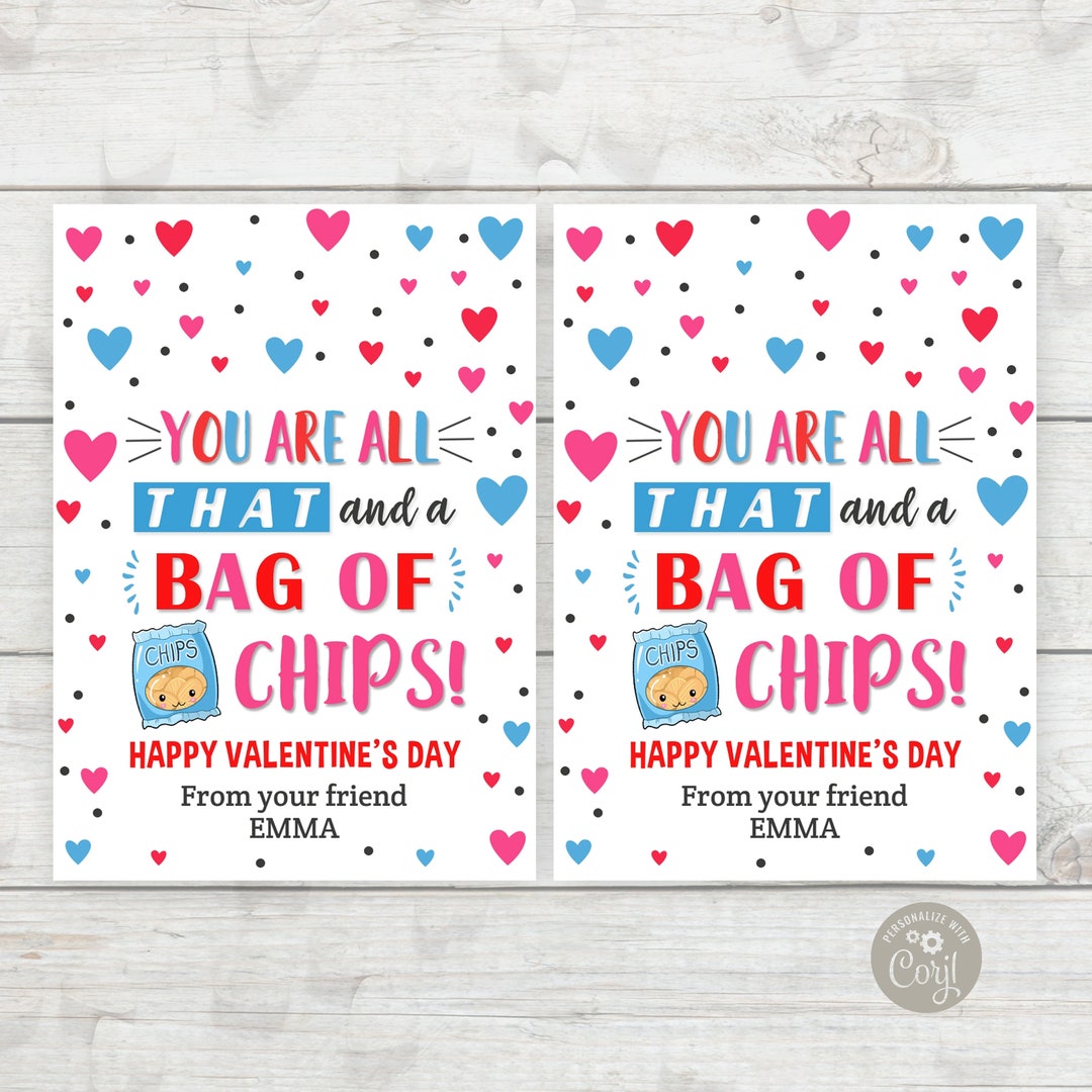 Valentine Chips Tag EDITABLE Valentine's Day Gift Tag - Etsy