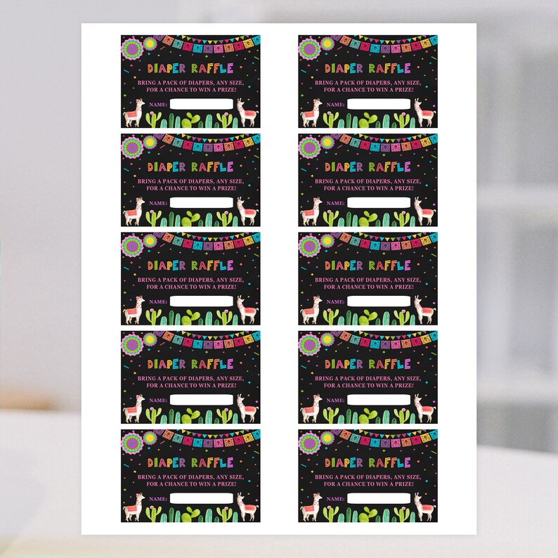 Fiesta Diaper Raffle Tickets, Diaper Raffle Insert Cards, Mexican ...