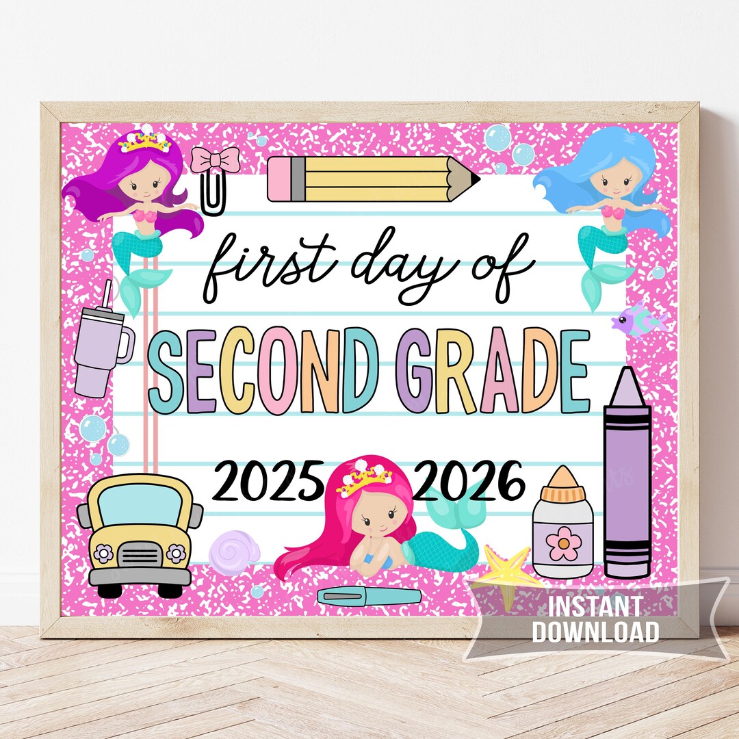Mermaid First Day of School Sign, Girl Chalkboard Back to School ...