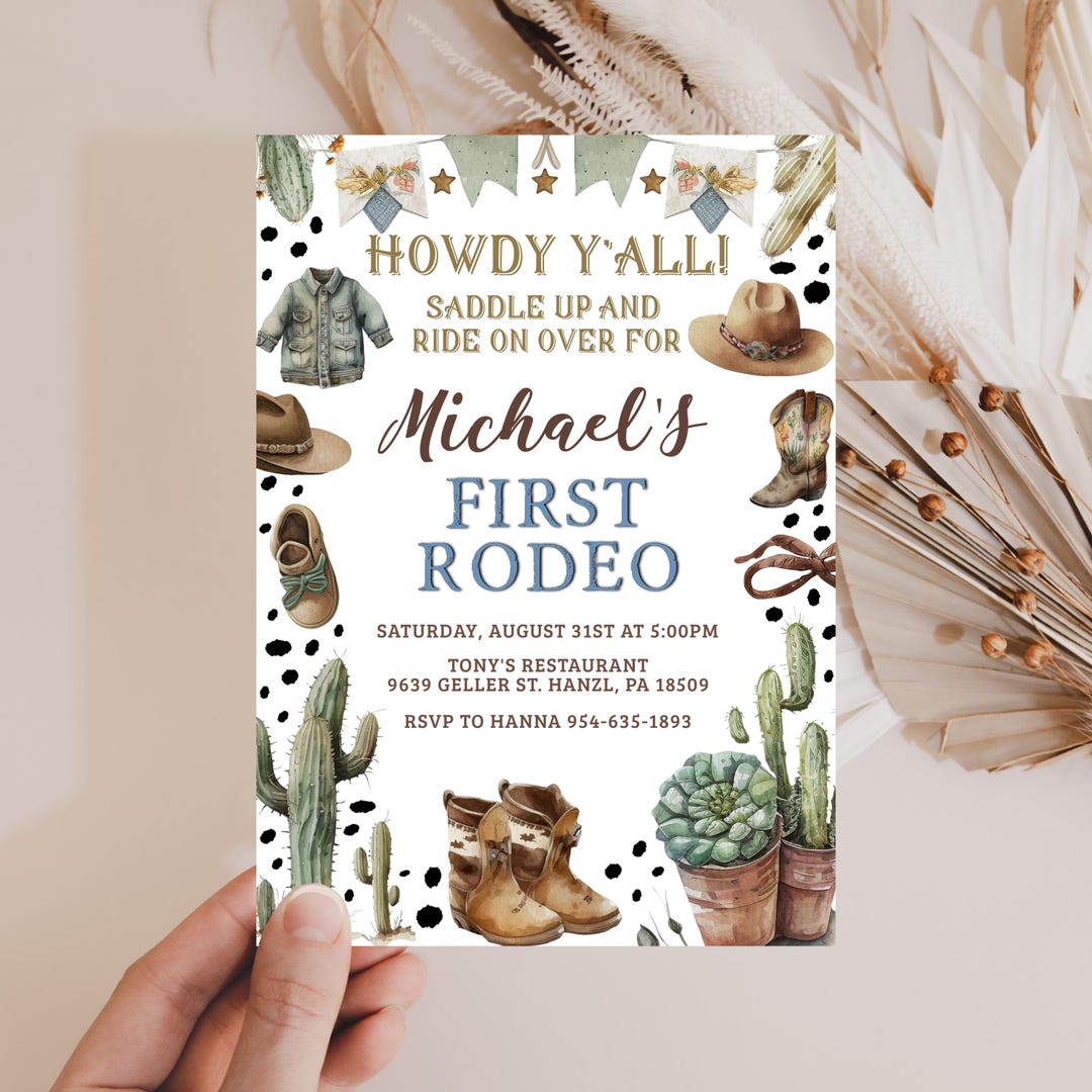 Cowboy Birthday Invitation, Rodeo Party, EDITABLE Cowboy Invitation ...