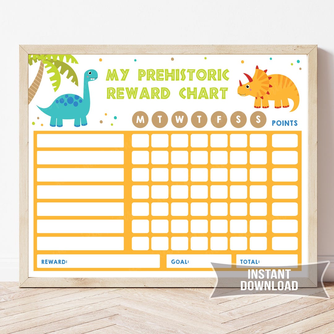 Dinosaur Chore Chart, Printable Reward Chart for Kids, Printable Chore ...