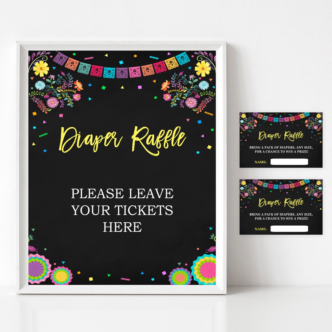 Diaper Raffle Sign and Tickets, Fiesta Baby Shower, Diaper Raffle ...
