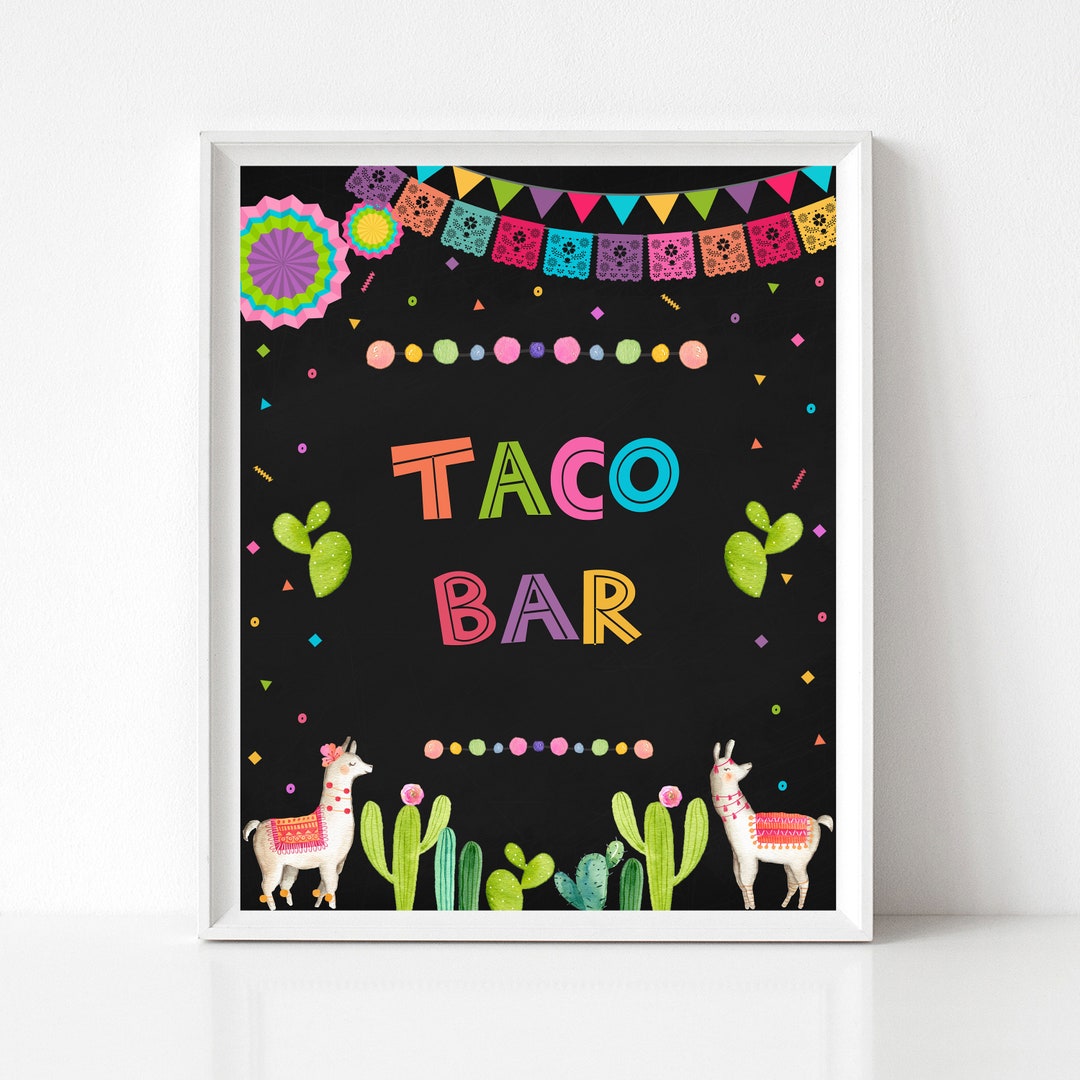Fiesta Taco Bar Sign, Fiesta Baby Shower, Printable Birthday Sign ...