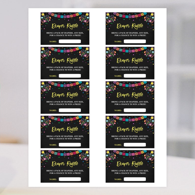 Diaper Raffle Sign and Tickets Fiesta Baby Shower Diaper - Etsy