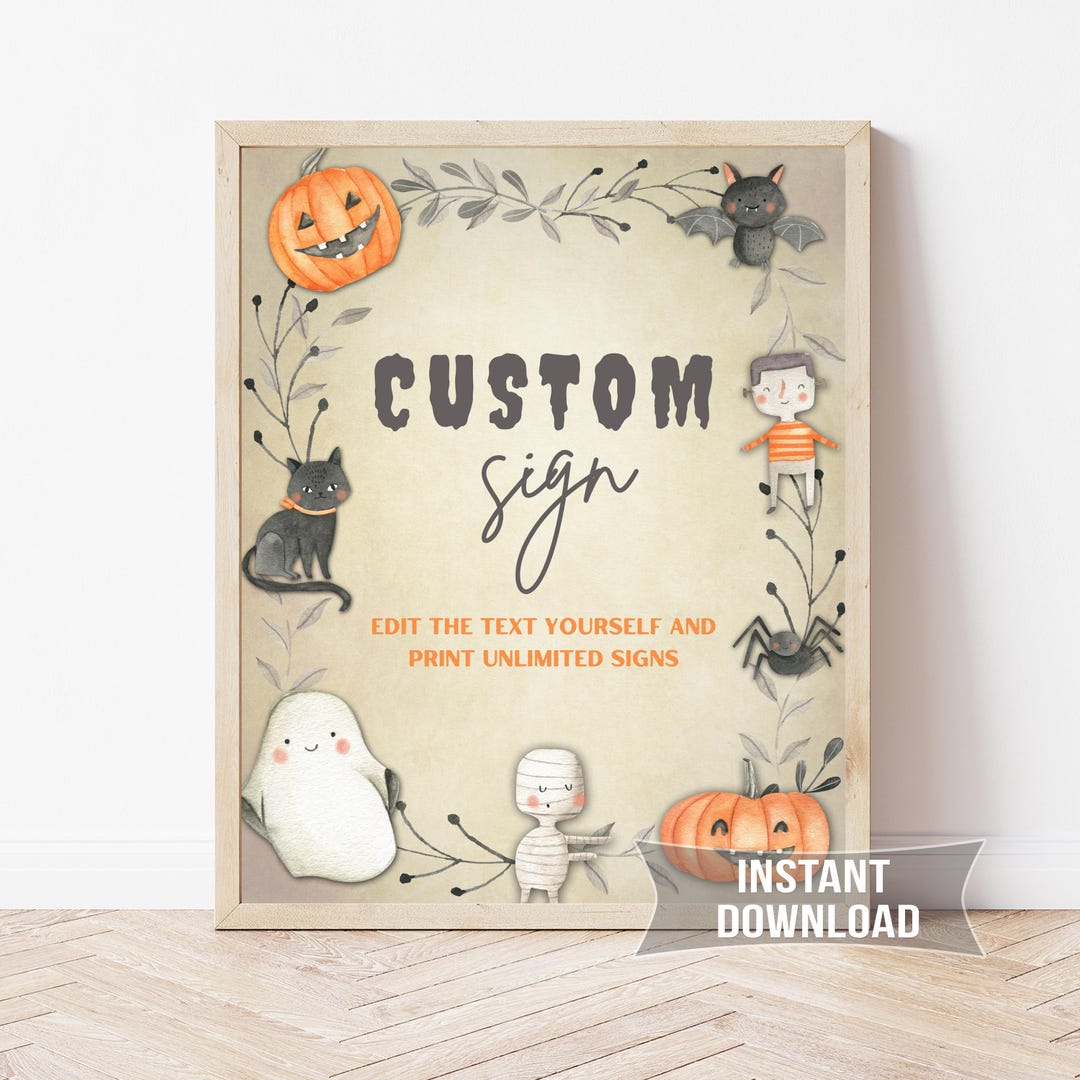 Halloween Party Sign | Printable Decor | 8x10 Editable Canva Template ...