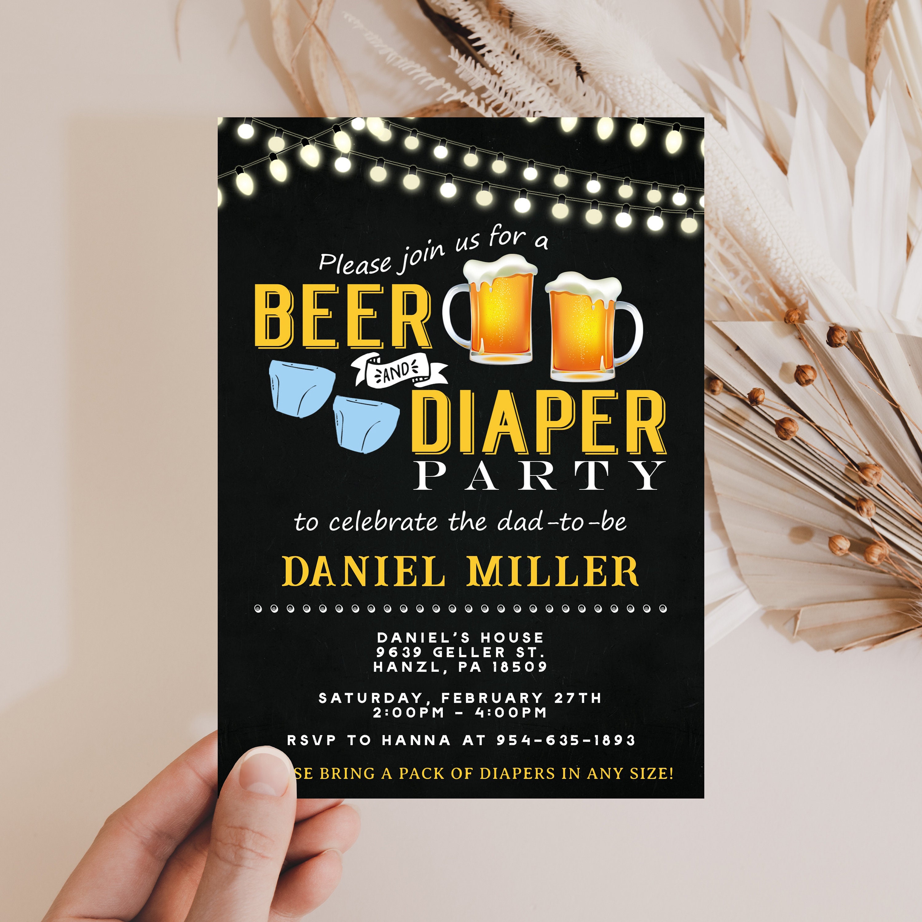 Beer and Diaper Invitation Diaper Party Invite EDITABLE Beer - Etsy