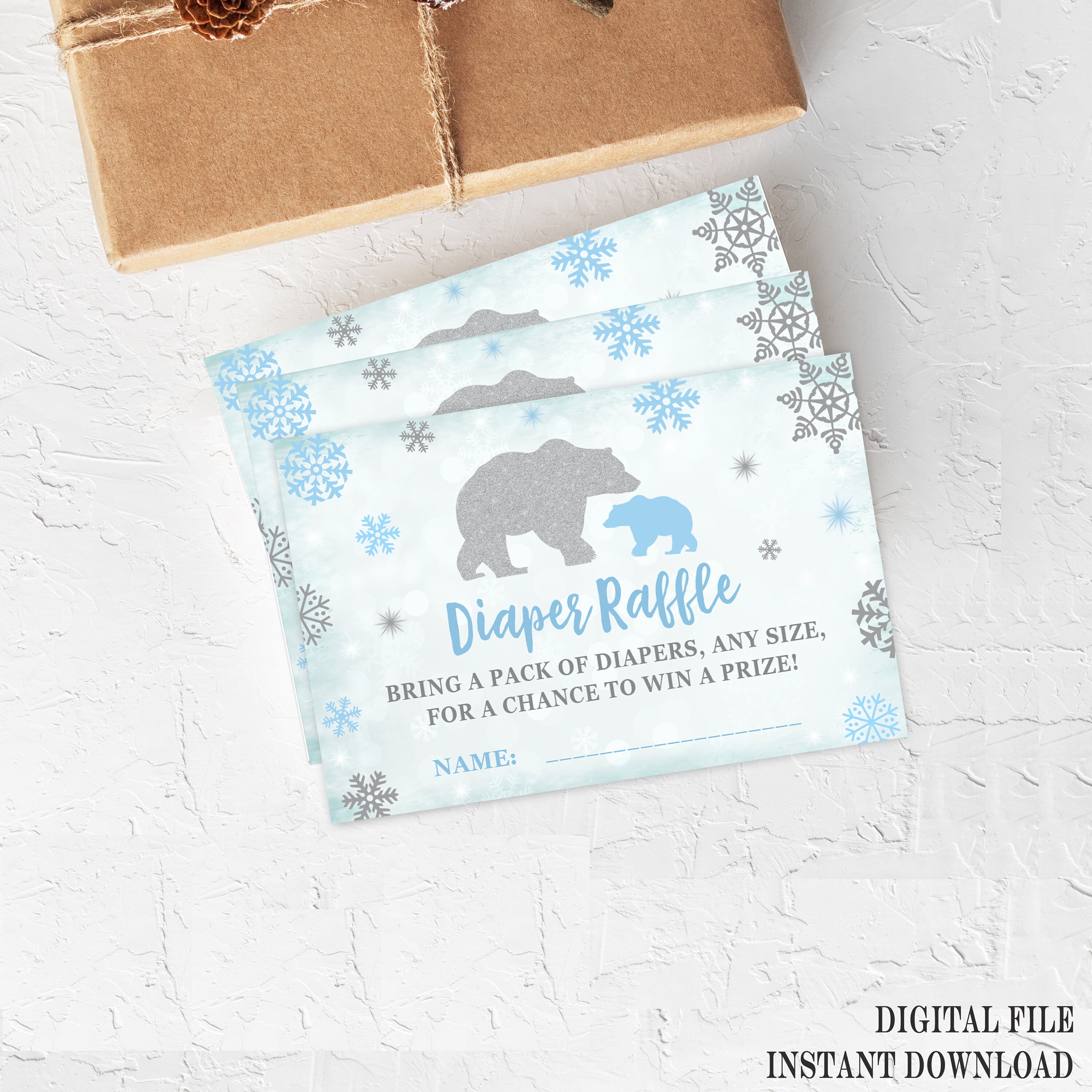 Winter Diaper Raffle Tickets Diaper Raffle Insert Cards | Etsy