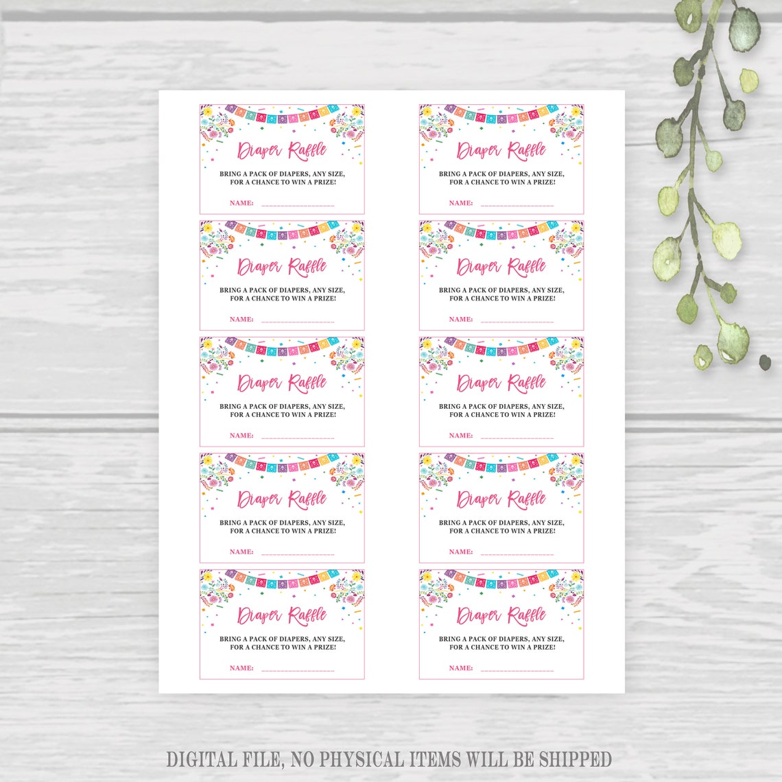 Fiesta Diaper Raffle Tickets Diaper Raffle Insert Cards - Etsy