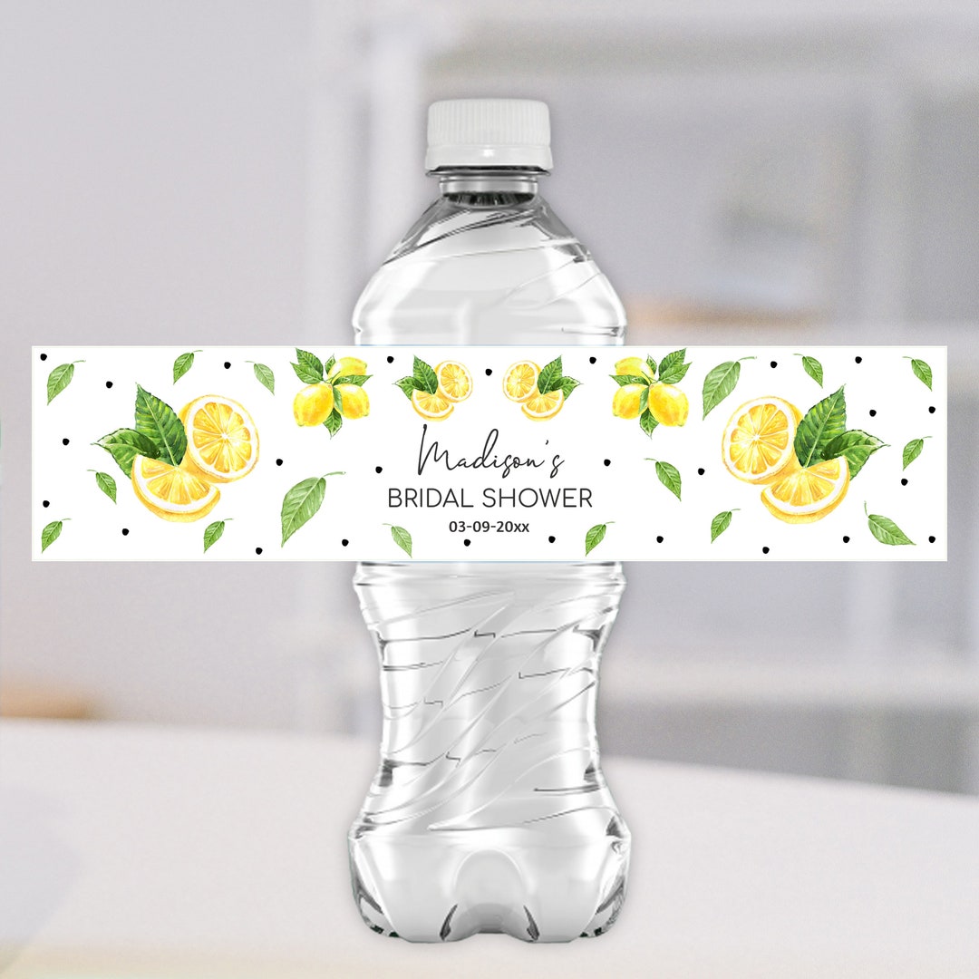 Lemon Water Bottle Labels, EDITABLE Lemon Bridal Shower Bottle Label ...