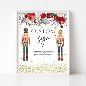 Custom Sign, Christmas Party Sign, Holiday Dinner Sign, Nutcracker Xmas ...