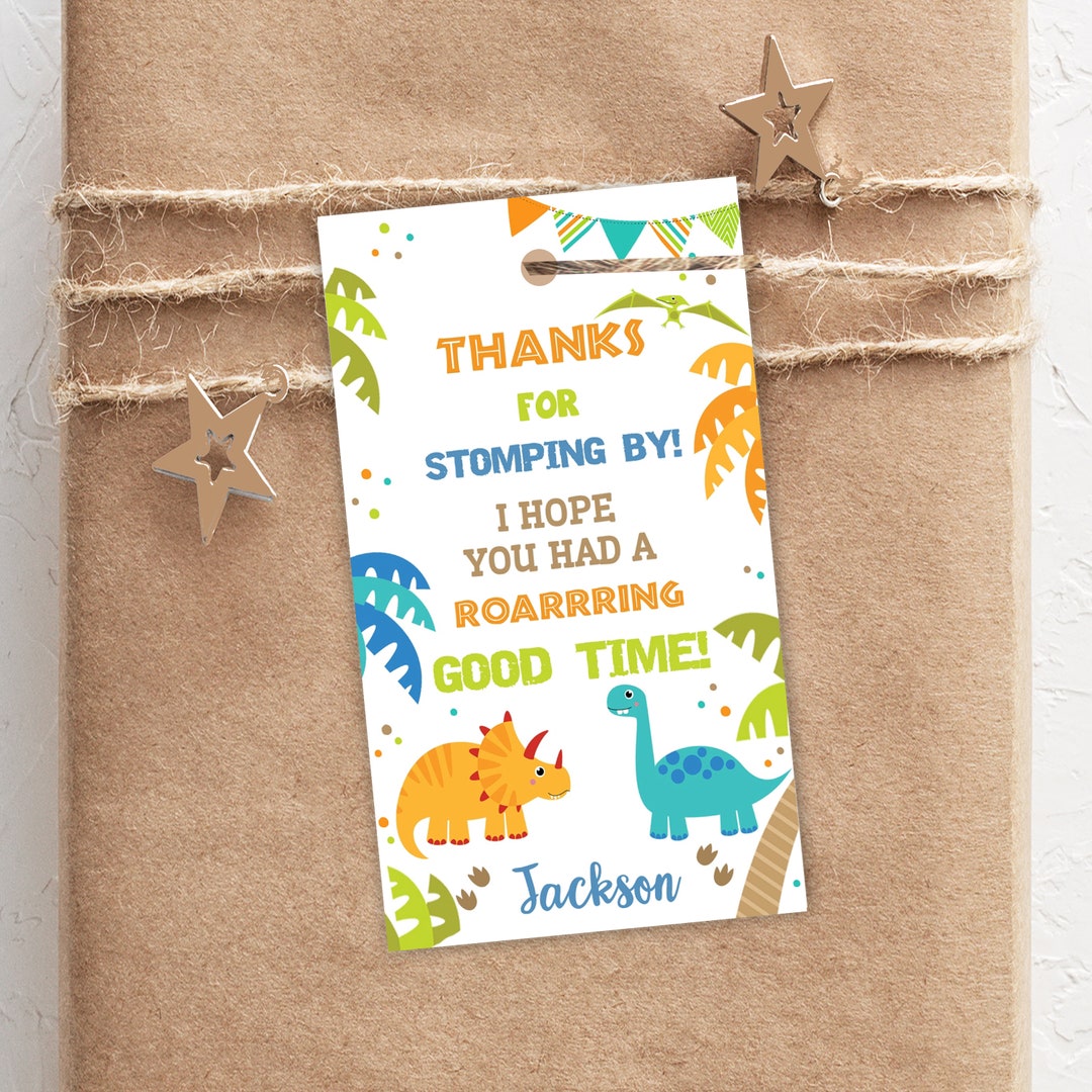 Dinosaur Favor Tags, EDITABLE Dinosaur Thank You Tags, Dinosaur Party ...
