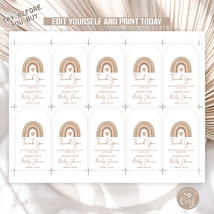 Rainbow Favor Tags EDITABLE Rainbow Baby Shower Favor Tags - Etsy
