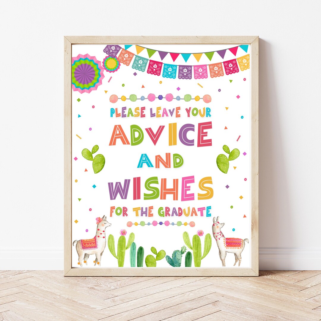 Graduation Advice & Wishes Sign, Mexican Fiesta Printable Grad Sign ...