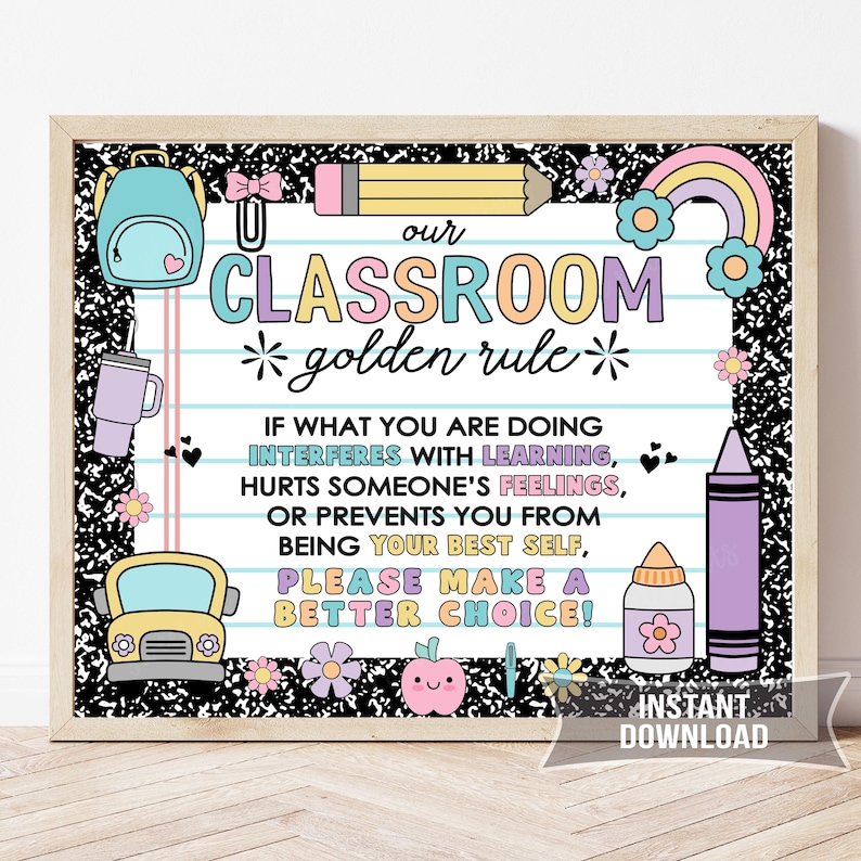 Classroom Golden Rules Sign | Teacher Wall Art | Our Class Decor ...
