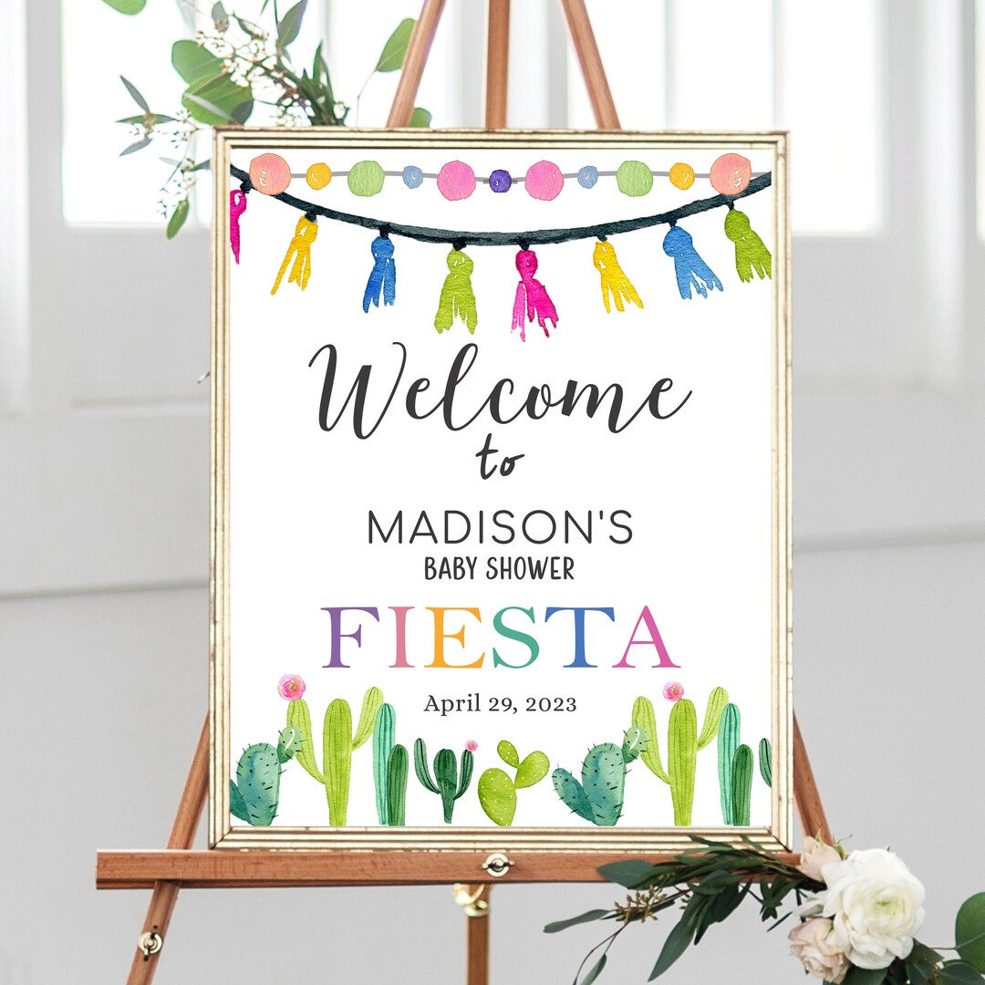 Fiesta Welcome Sign, EDITABLE Fiesta Baby Shower, Mexican Baby Shower ...