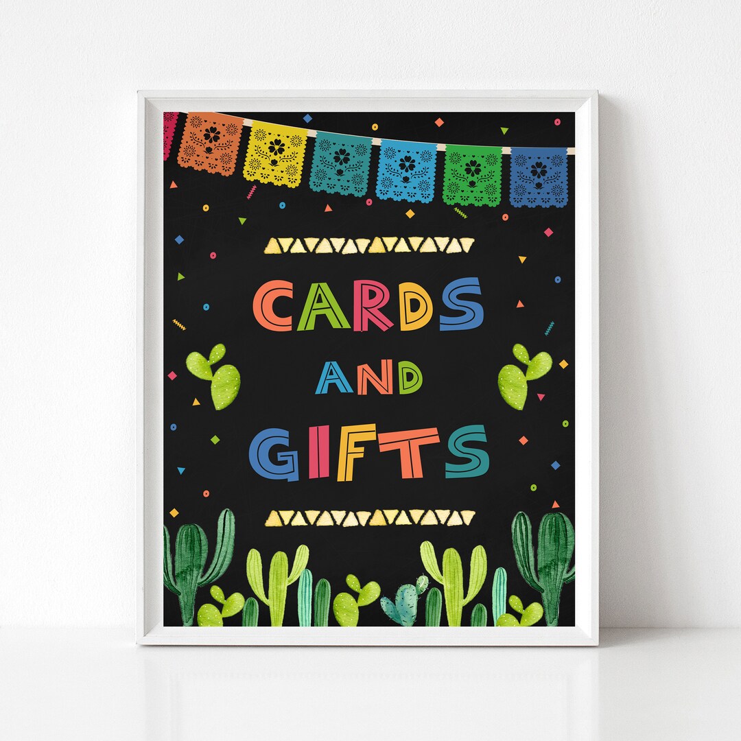 Fiesta Cards and Gifts Sign, Fiesta Baby Shower, Printable Birthday ...
