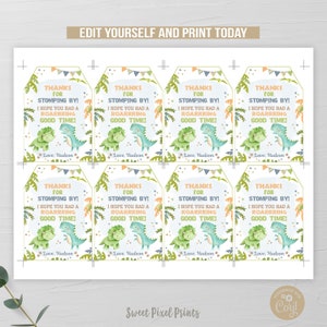 Dinosaur Favor Tags EDITABLE Dinosaur Thank You Tags Party | Etsy