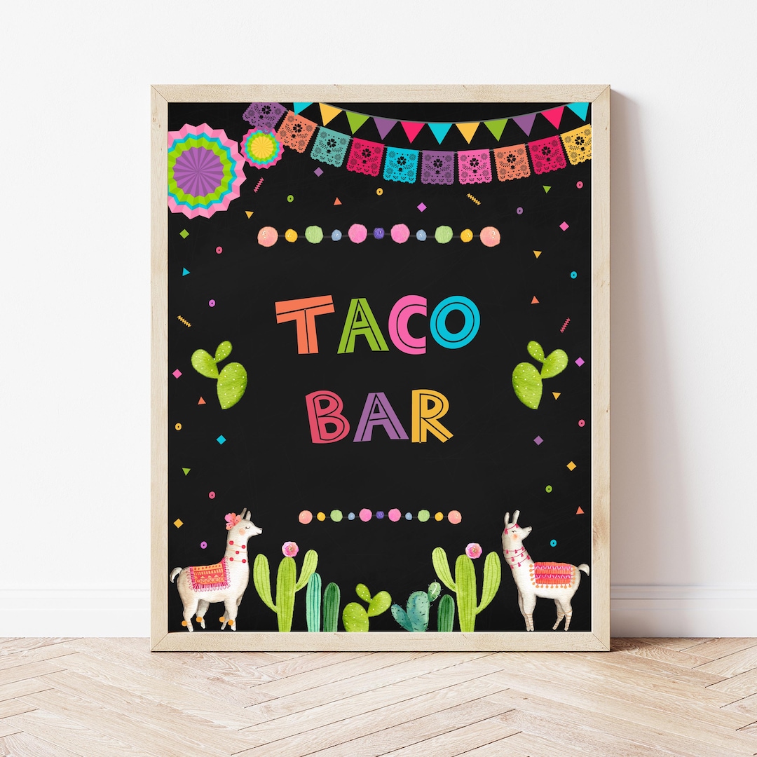 Fiesta Taco Bar Sign | Printable Mexican Theme Decor | Baby Shower ...
