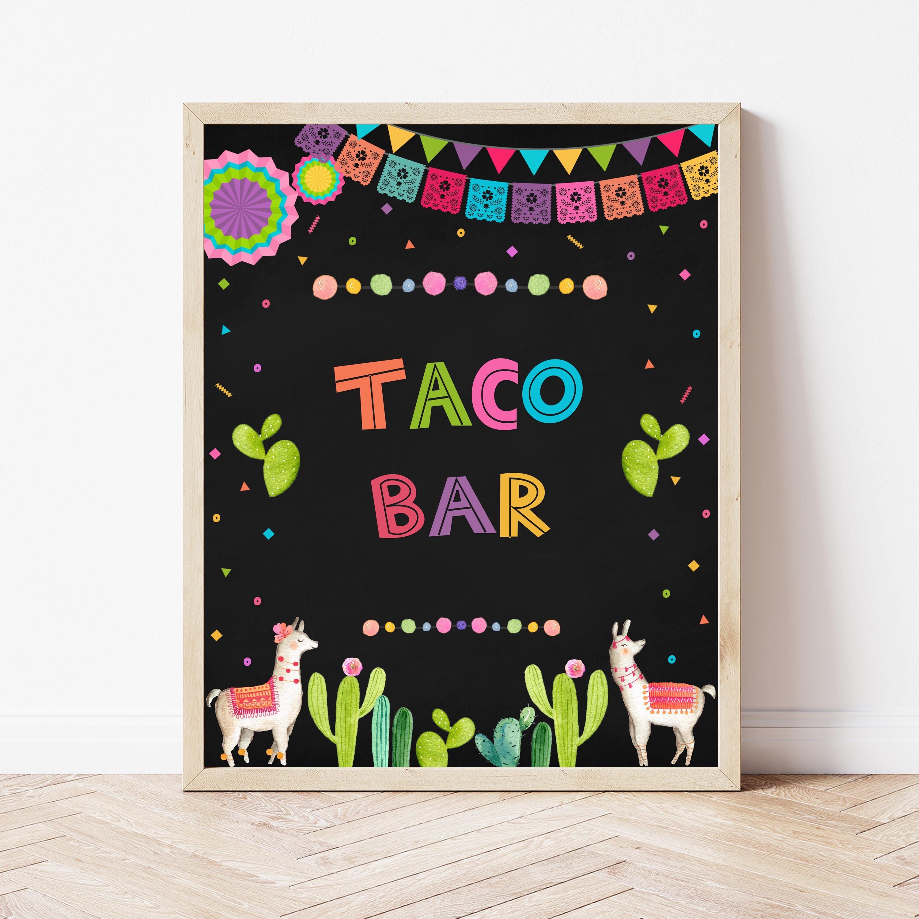 Fiesta Taco Bar Sign | Printable Mexican Theme Decor | Baby Shower ...
