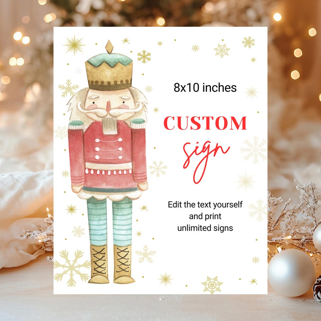 Custom Sign, Christmas Party Sign, Holiday Dinner Sign, Nutcracker Xmas ...
