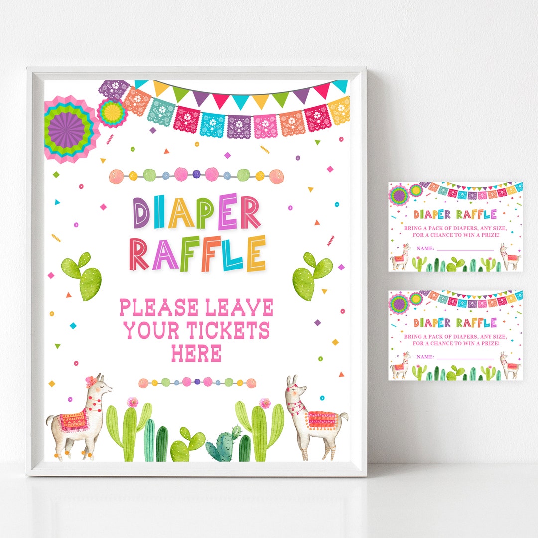 Diaper Raffle Sign and Tickets, Fiesta Baby Shower, Diaper Raffle ...