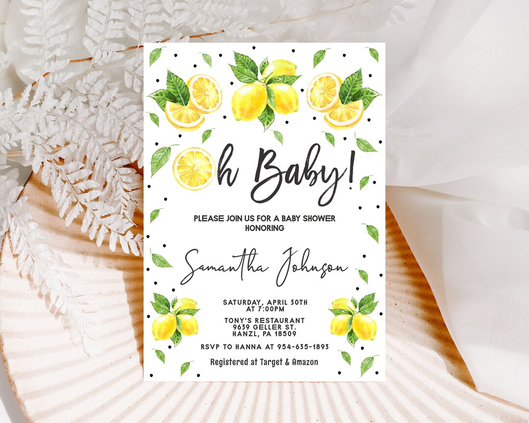 Lemon Baby Shower Invitation EDITABLE Lemon Baby Shower - Etsy