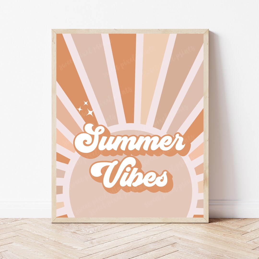 Summer Vibes Sign Vintage Style Beach Sign Groovy Vibes Hello Summer ...