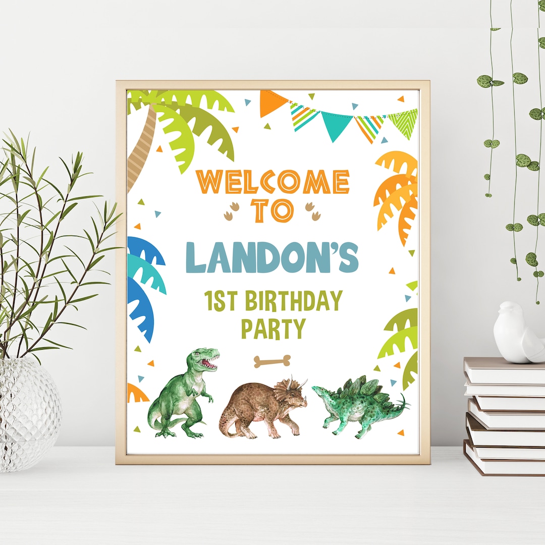Dinosaur Welcome Sign, EDITABLE Birthday Welcome Sign, Dinosaur ...