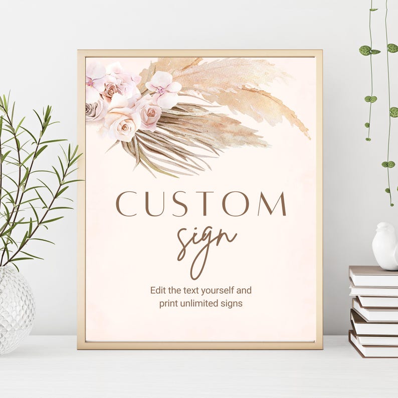 Boho Baby Shower Sign Template | Editable Pampas Grass Decor | Instant ...