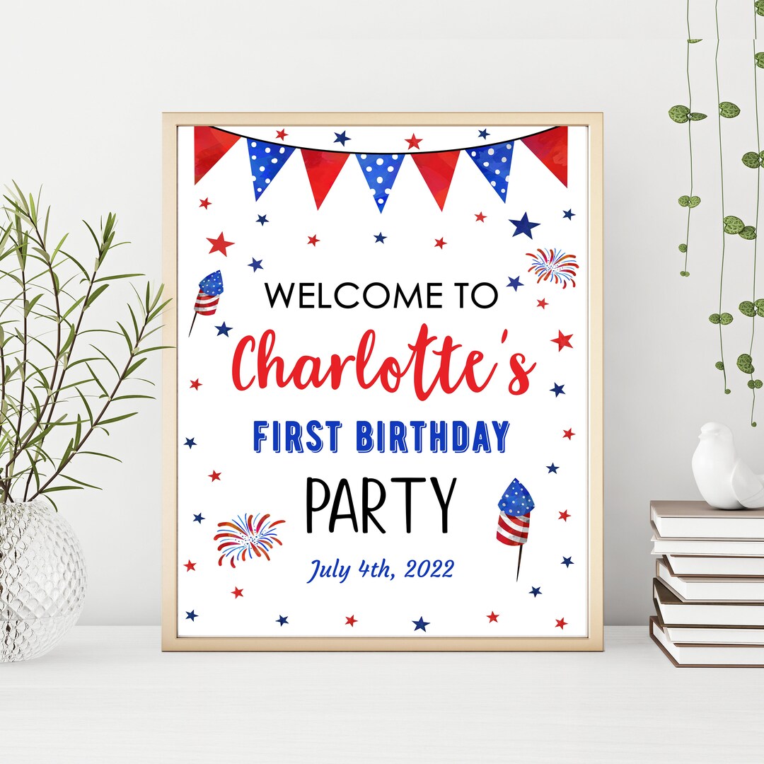 4th of July Welcome Sign, EDITABLE Birthday Welcome Sign, 4th of July ...