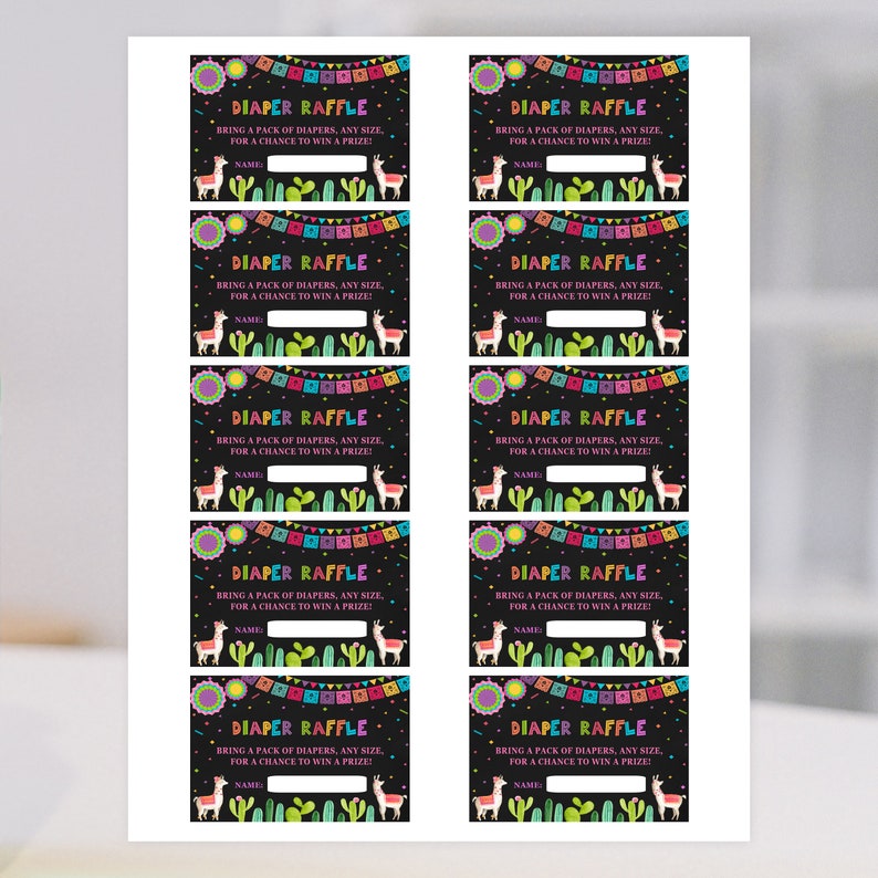 Diaper Raffle Sign and Tickets Fiesta Baby Shower Diaper - Etsy