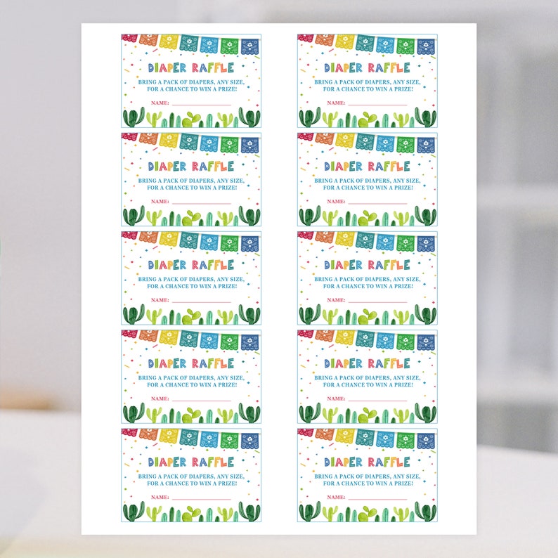 Fiesta Diaper Raffle Tickets Diaper Raffle Insert Cards - Etsy