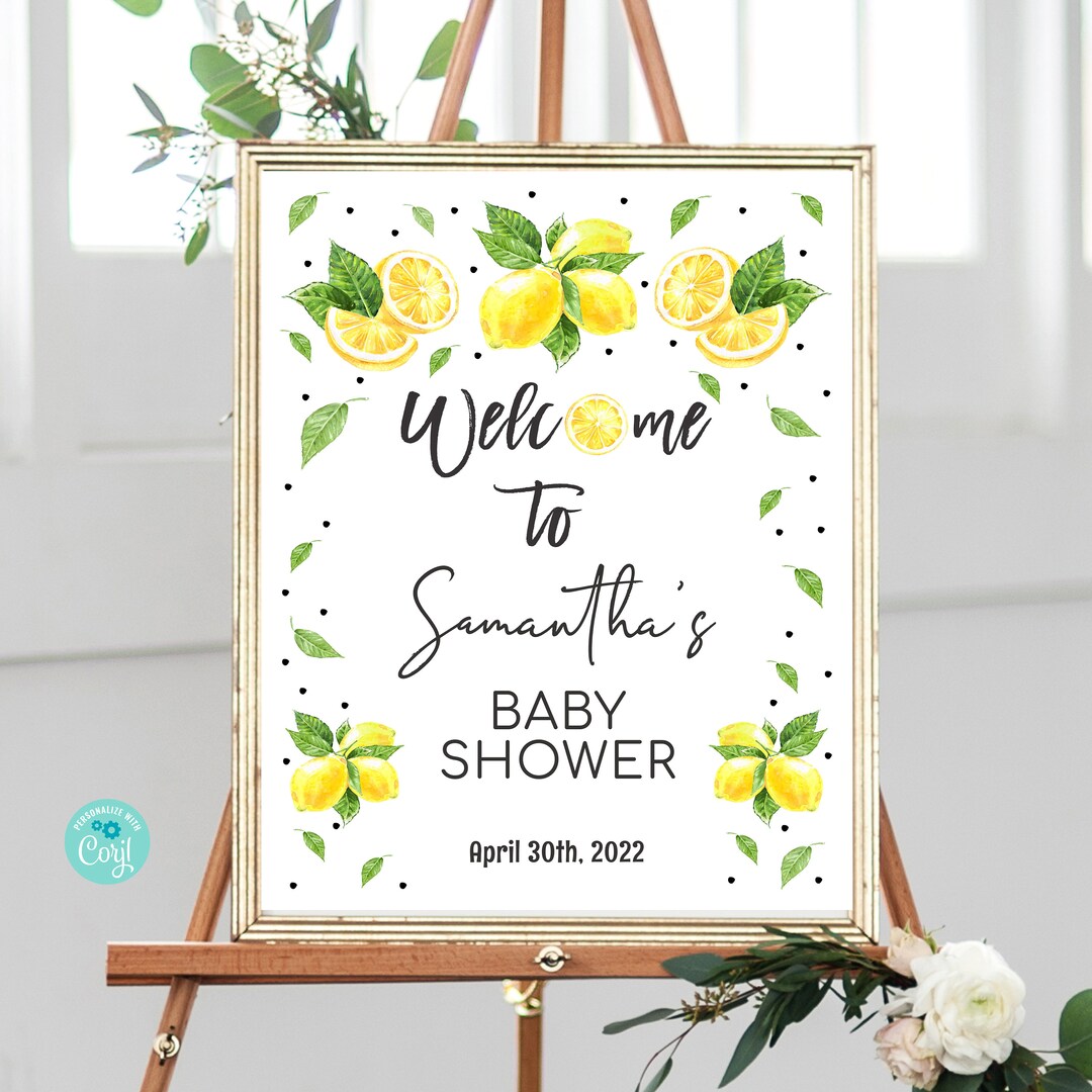 Lemon Welcome Sign, Editable Lemon Baby Shower, Lemon Baby Shower ...