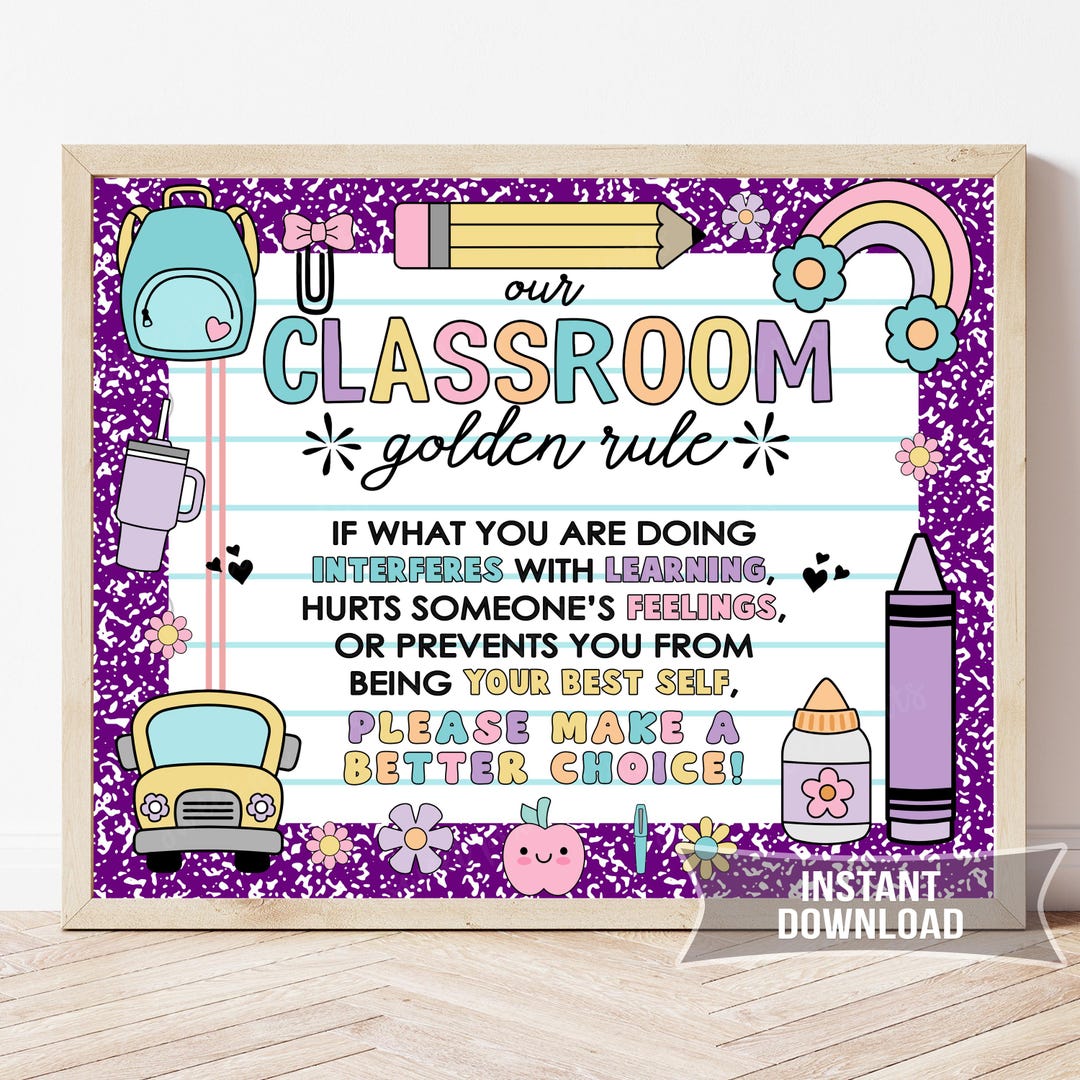 Classroom Golden Rules Sign | Teacher Wall Art | Our Class Decor ...
