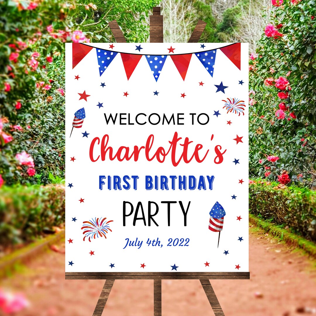 4th of July Welcome Sign, EDITABLE Birthday Welcome Sign, 4th of July ...