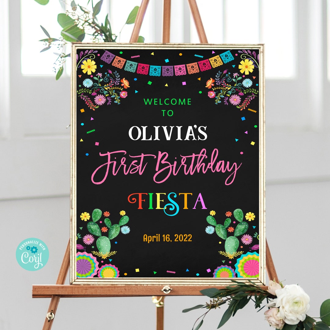 Fiesta Welcome Sign EDITABLE Mexican Birthday Welcome Sign - Etsy