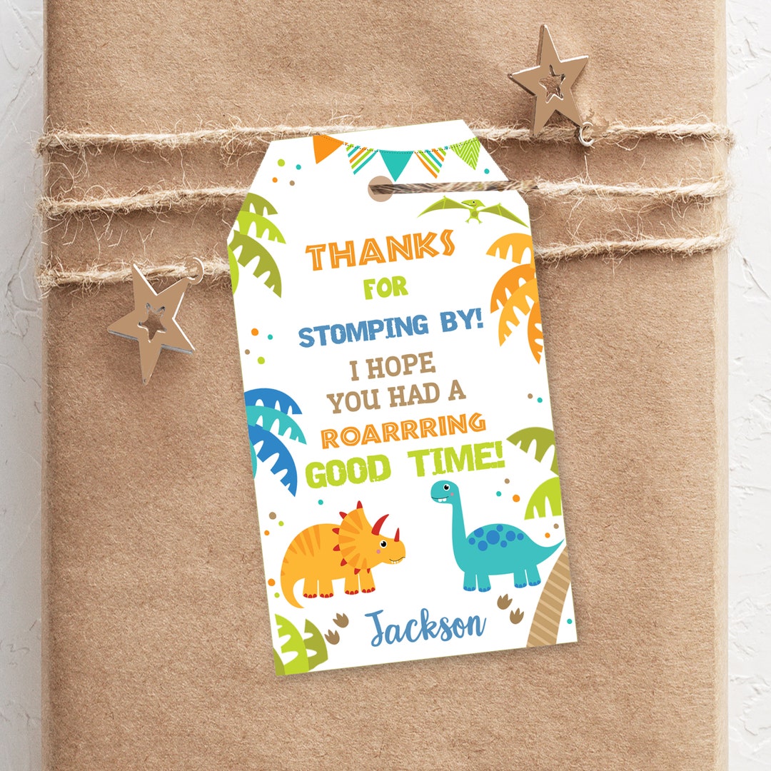 Dinosaur Favor Tags, EDITABLE Dinosaur Thank You Tags, Dinosaur Party ...