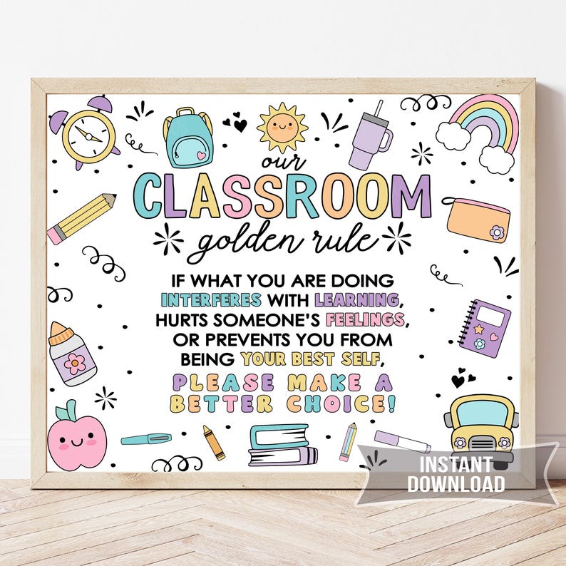 Classroom Golden Rules Sign | Teacher Wall Art | Our Class Decor ...