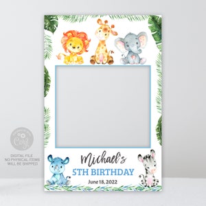 Safari Photo Booth Prop EDITABLE Safari Selfie Frame Jungle - Etsy