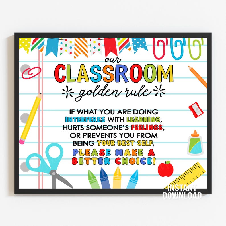 Classroom Golden Rules Sign | Teacher Wall Art | Our Class Decor ...
