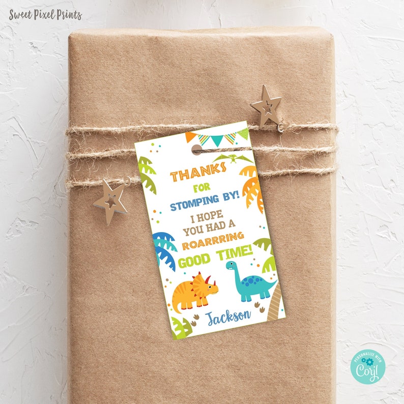 Dinosaur Favor Tags EDITABLE Dinosaur Thank You Tags | Etsy
