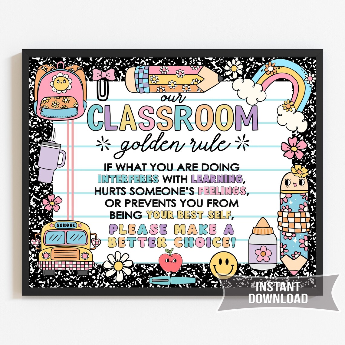 Classroom Golden Rules Sign | Teacher Wall Art | Our Class Decor ...